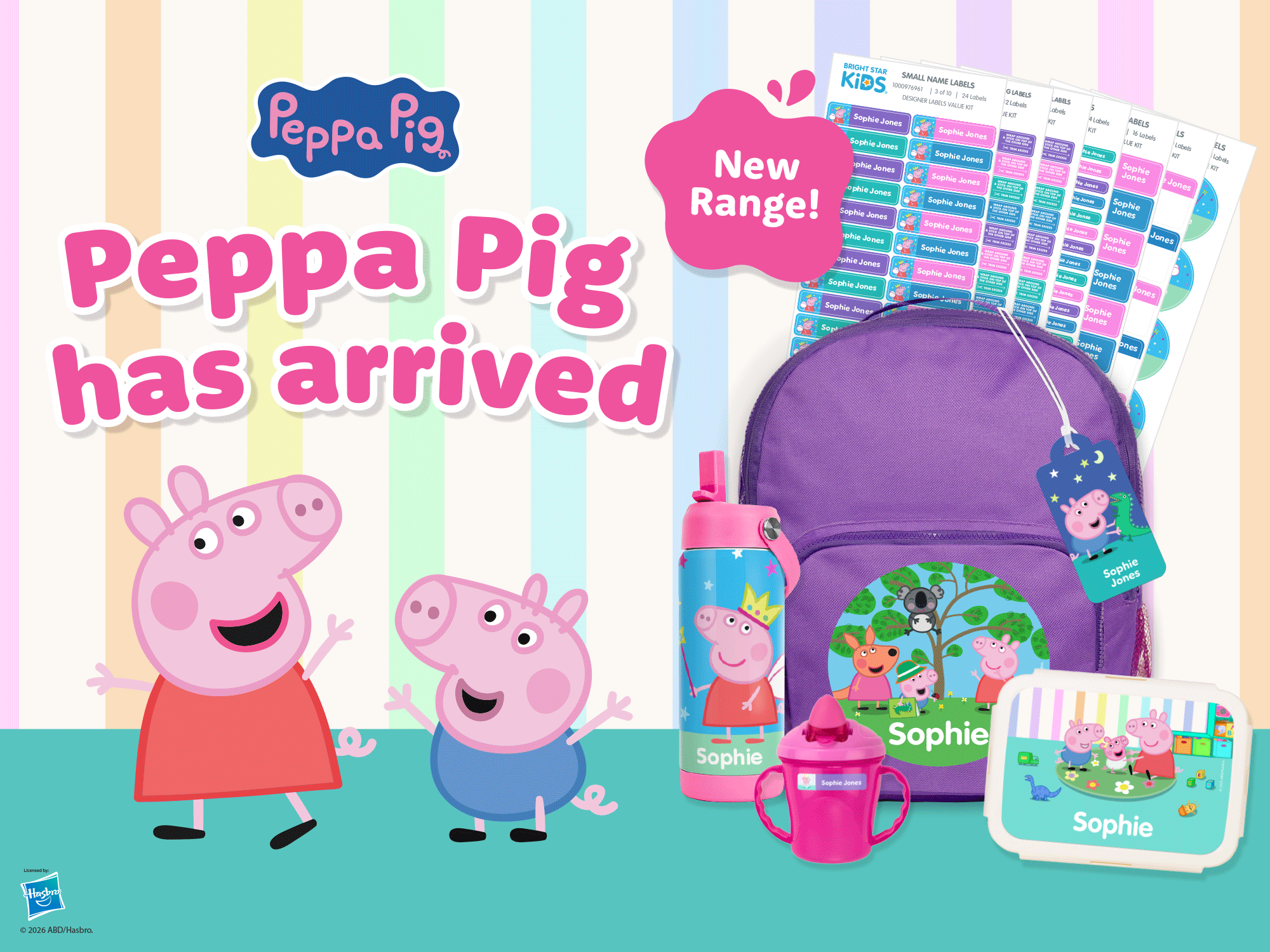 Personalised Peppa Pig Name Labels Supplies Australia